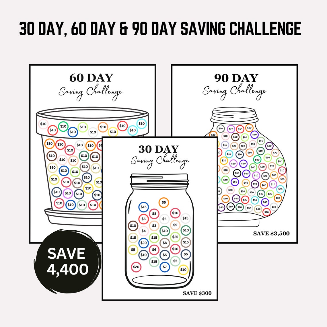 Savings Challenge Printable Money Saving Challenge Bundle - Etsy