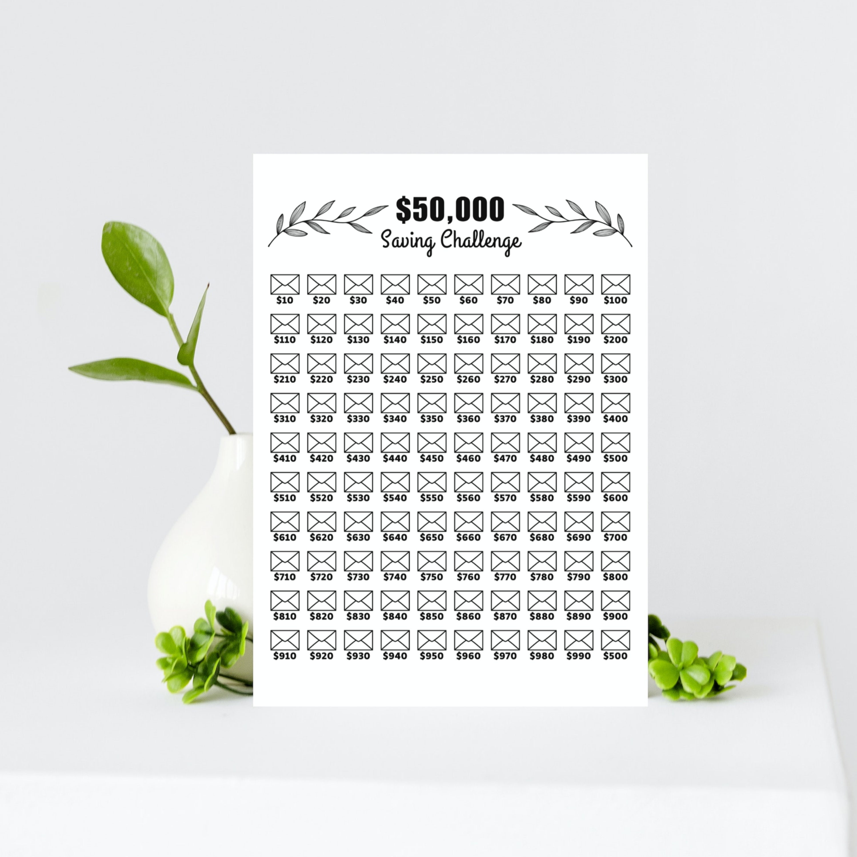 50k Saving Challenge Printable, 50000 Saving Challenges, Savings ...