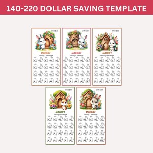 Rabbit Savings Challenge Printable, A6 Mini Bunny Saving Challenge ...