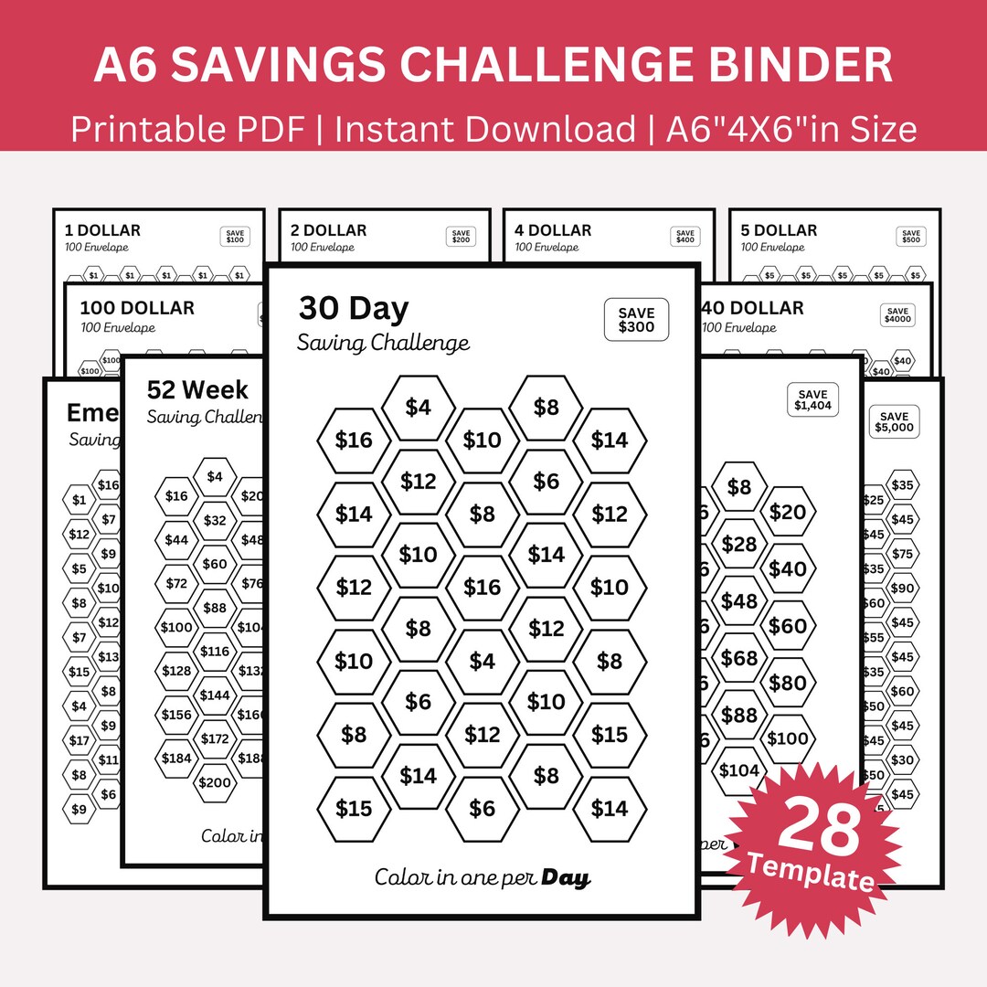 Savings Challenge Printable, Saving Challenge Bundle, A6 Cash Envelopes ...