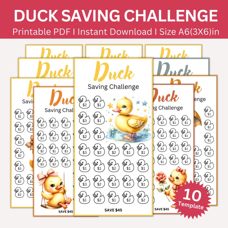Duck Savings Challenge Printable, Mini A6 Duck Saving Challenges, Ducks ...