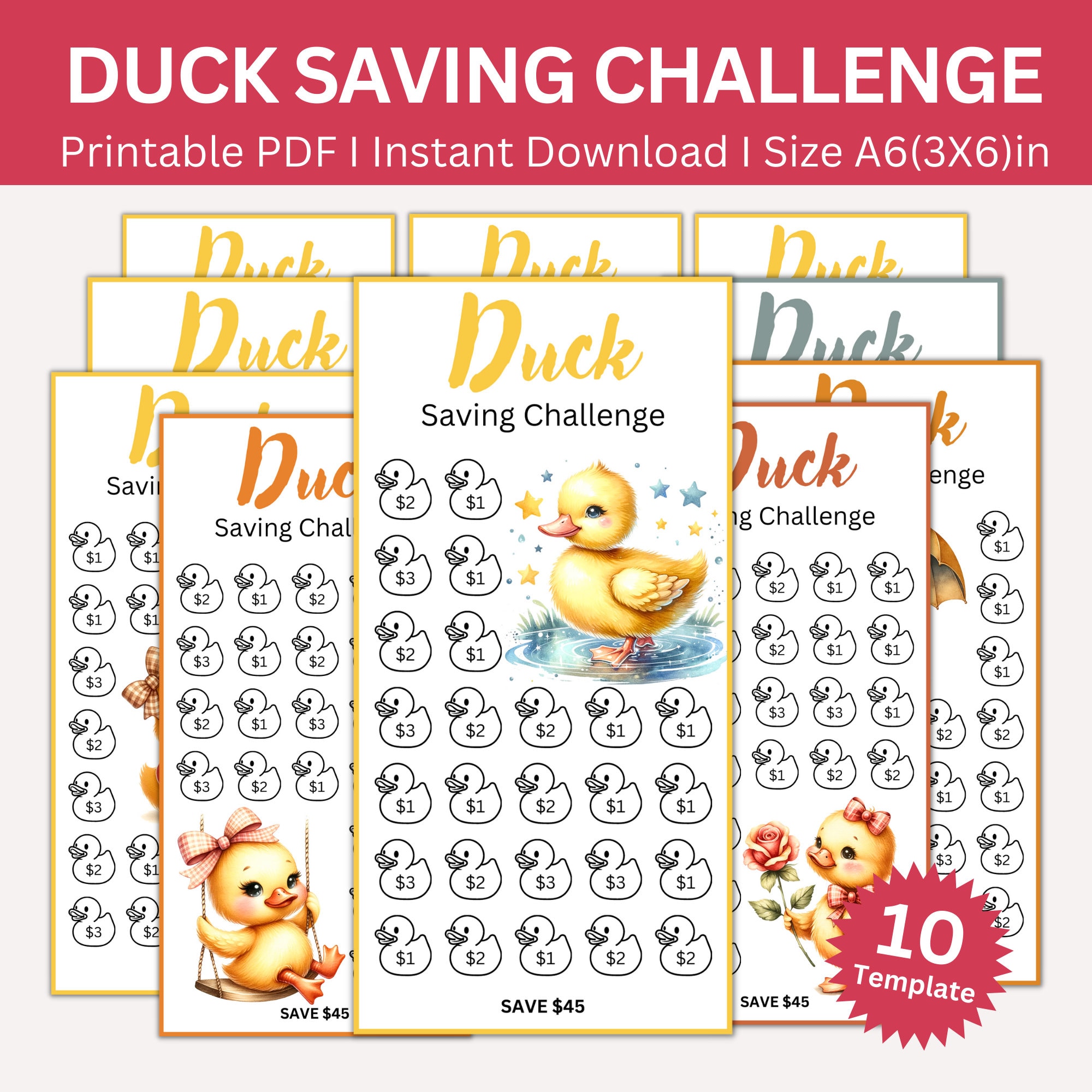 Duck Savings Challenge Printable, Mini A6 Duck Saving Challenges, Ducks ...