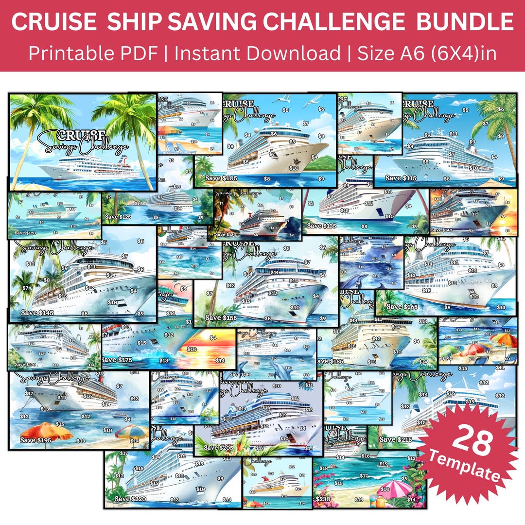 Cruise Ship Vacation Savings Challenge Printable, Travel Saving ...