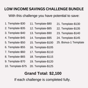 Low Income Savings Challenge Printable Bundle, Mini A6 Saving ...