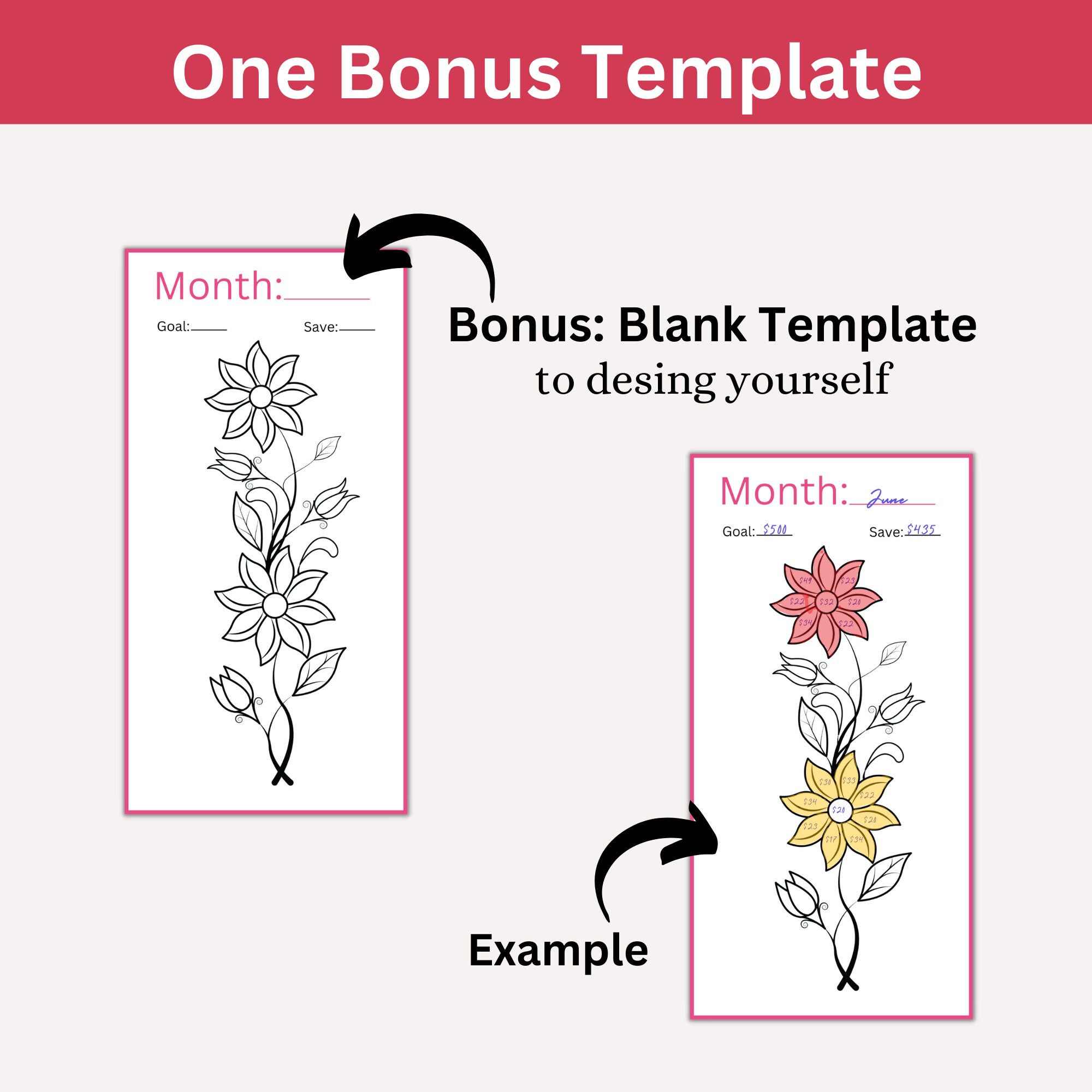 Maga Floral Coloring Savings Challenge Printable Bundle, Flower Saving ...