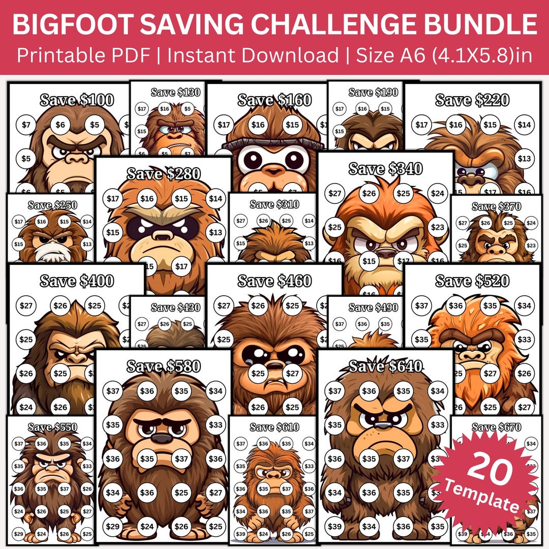 Bigfoot Savings Challenge: A6 Budget Binder Insert (digital Download ...