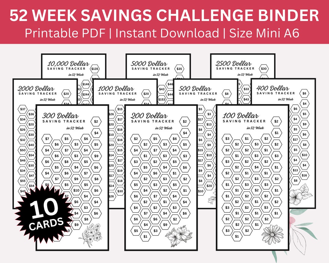 52 Week Savings Challenge Printable, 26 week Saving Challenges Bundle ...