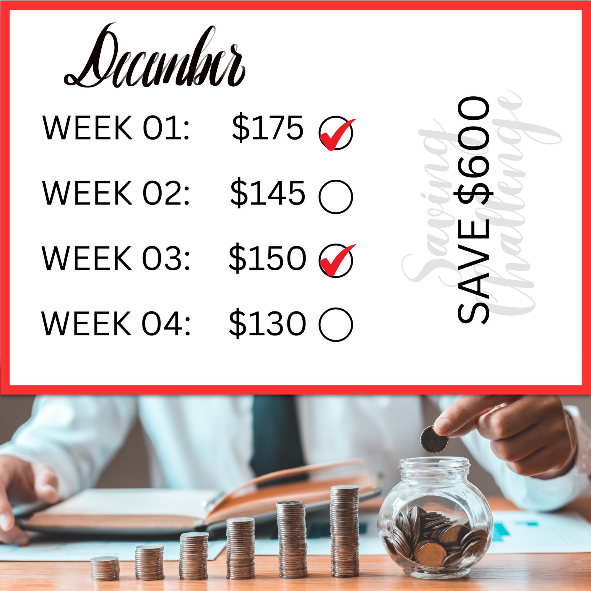 Minimalist Low Income Savings Challenge Printable, Monthly Saving ...