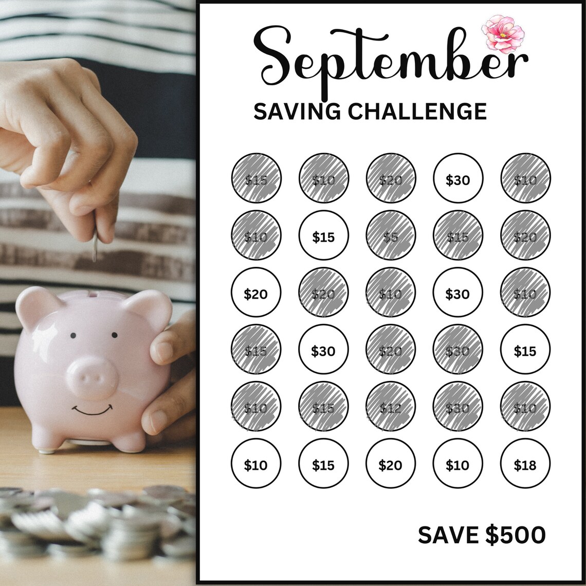 Monthly Savings Challenge Printable & Envelope Cash Tracker - Etsy