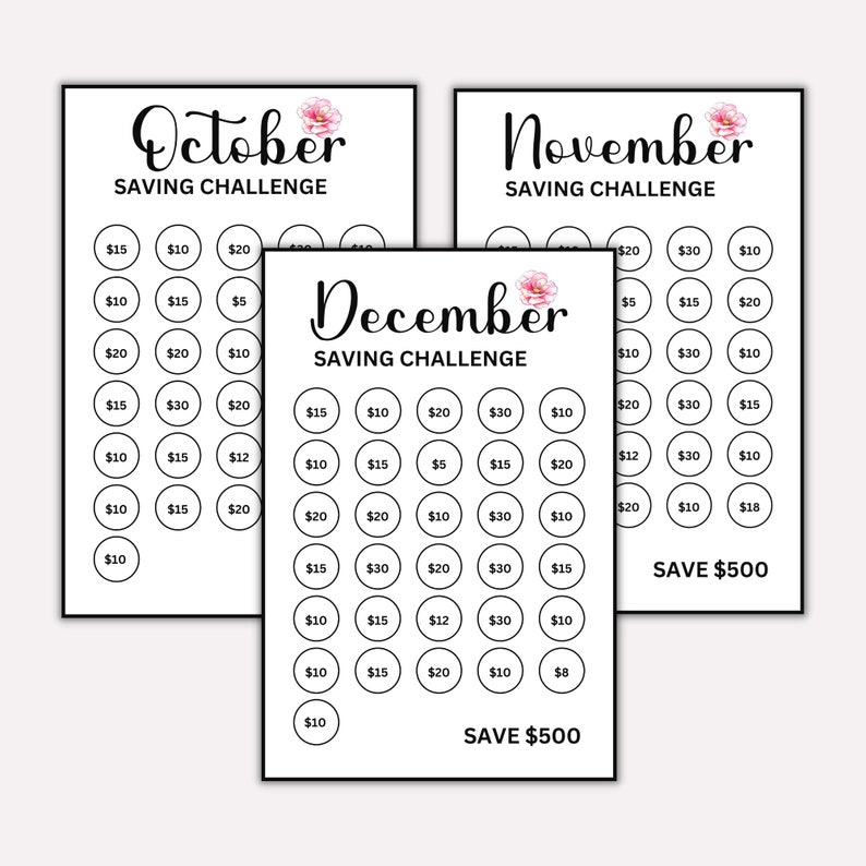 Monthly Savings Challenge Printable & Envelope Cash Tracker, 12 Month ...
