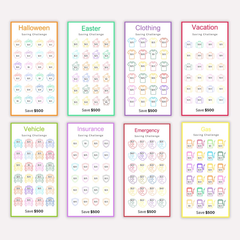 Savings Challenge Printable, Money Saving Tracker Bundle, Budget Binder ...