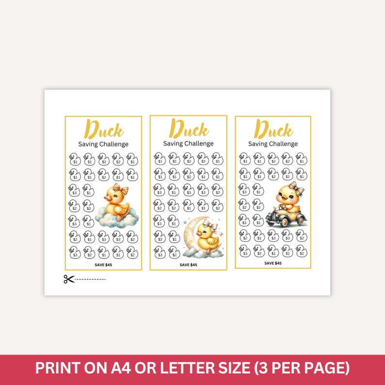Duck Savings Challenge Printable, Mini A6 Duck Saving Challenges, Ducks ...