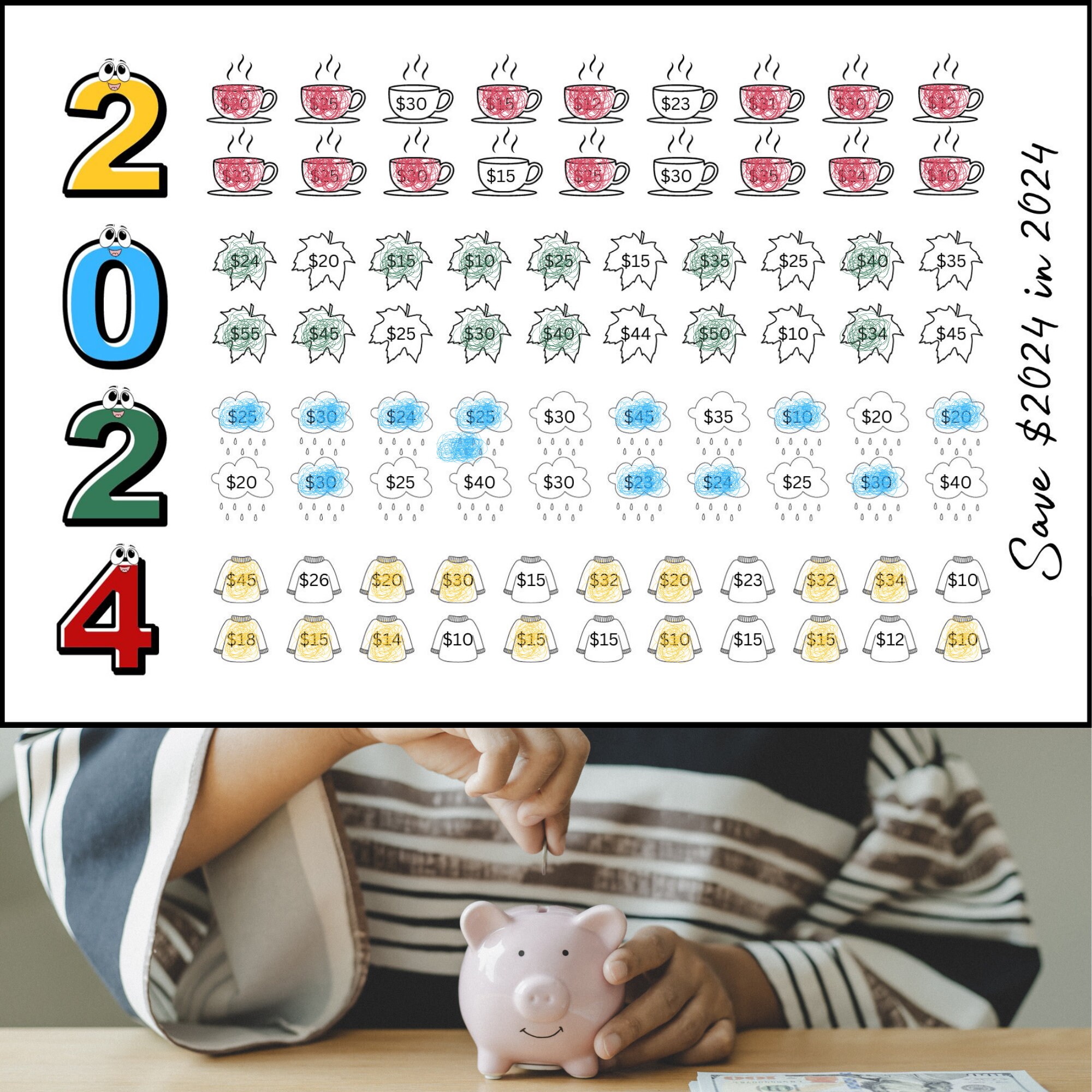 2024 Saving Challenge Printable, 2024 Money Saving Tracker , Mini Fits ...