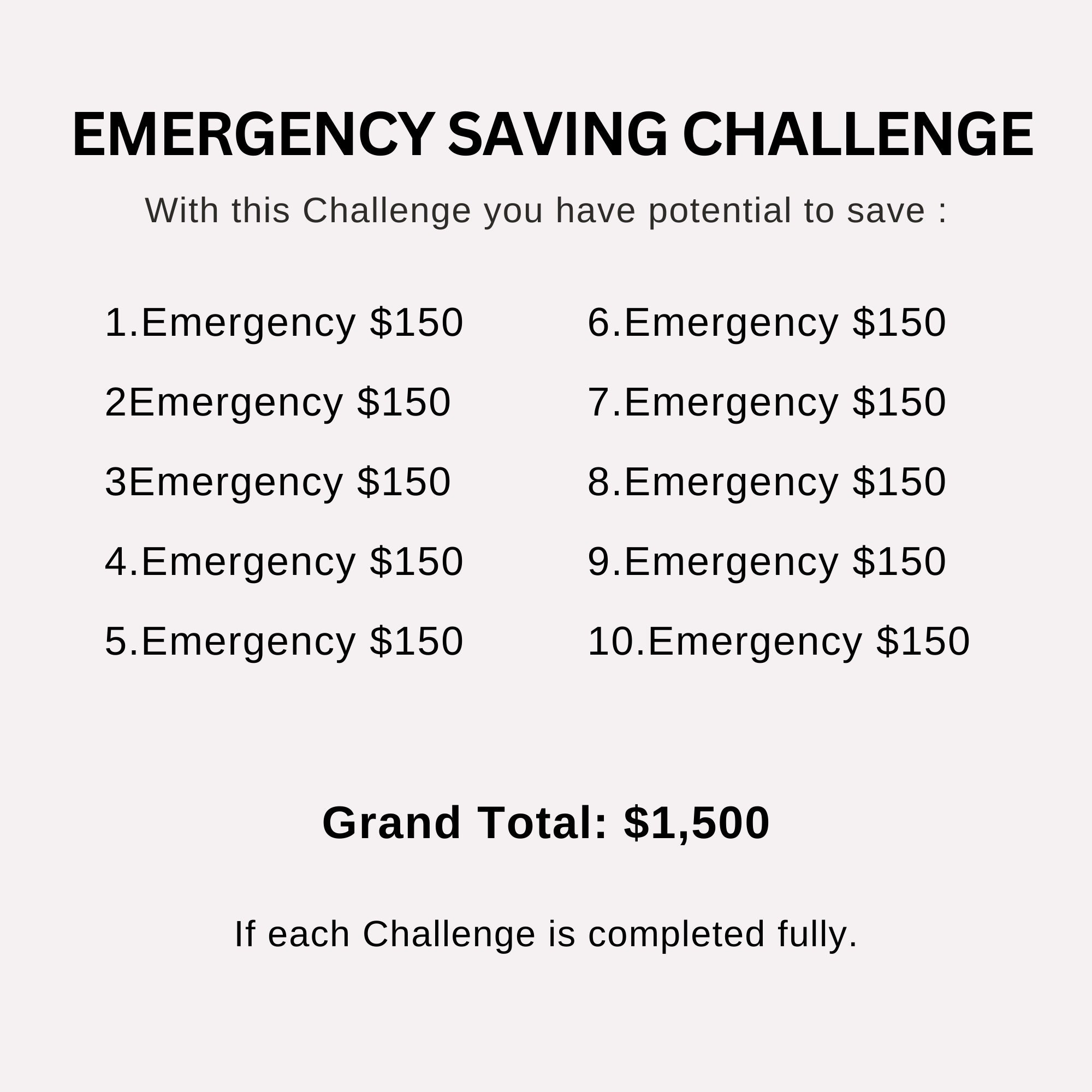 Emergency Fund Savings Challenge Printable, Emergency Funds Saving ...
