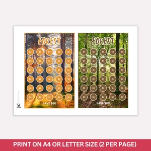 Forest Savings Challenge Printable, A6 Mini Forest Money Saving ...