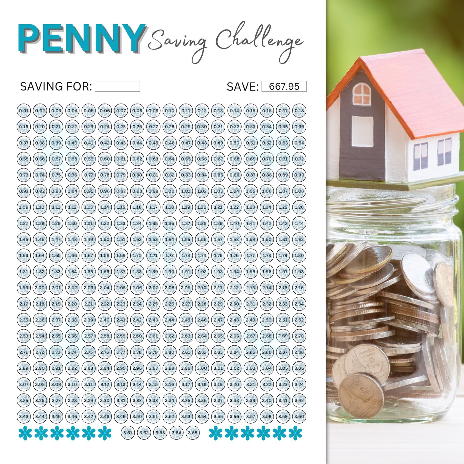 Penny Savings Challenge Printable, Penny Saving Challenges, Penny Challenge, Penny Money Saving ...