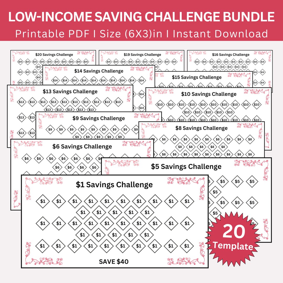 Low Income Saving Challenge Printable, Mini A6 Saving Challenge, Money ...