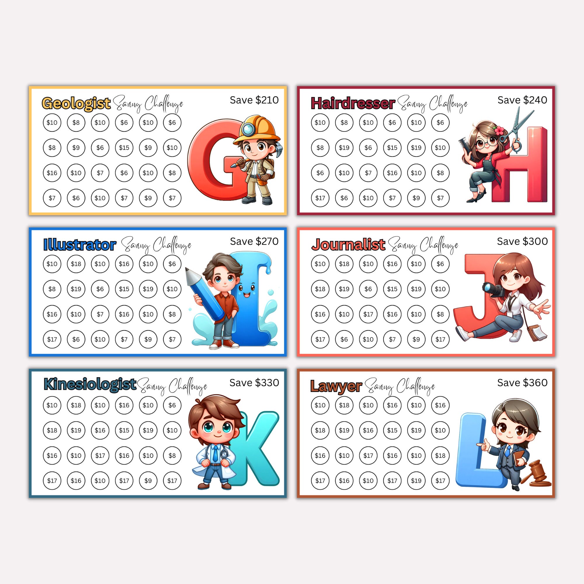 Alphabet Low Income Savings Challenge Printable, Alphabet Saving ...