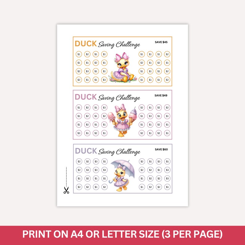 Mini A6 Duck Savings Challenge Printable, Get Your Ducks Saving ...