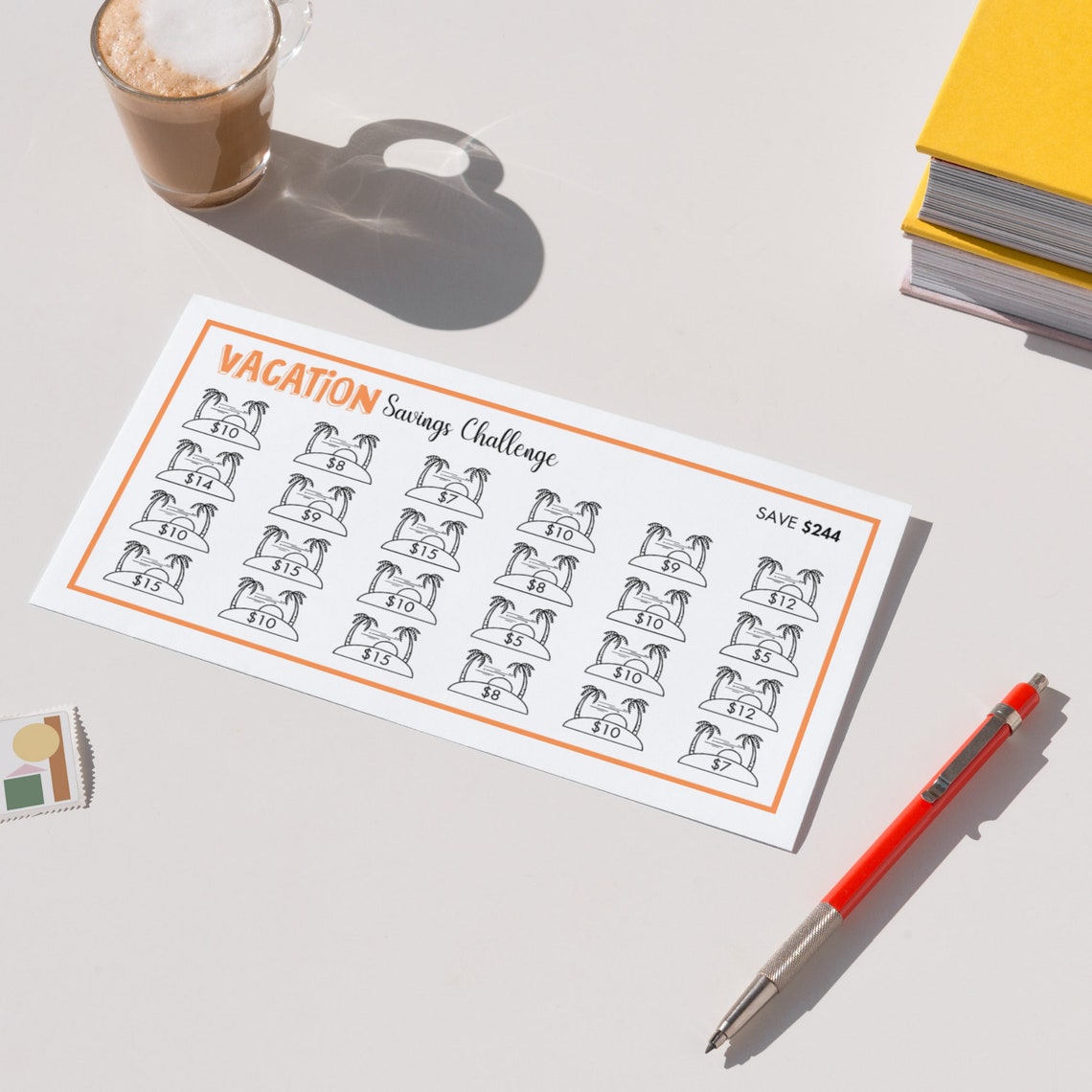 Vacation Savings Challenge Printable, Vacation Savings Tracker Family ...