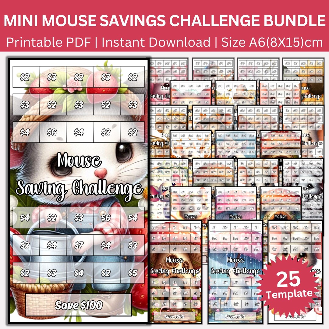 Cute Mouse Savings Challenges Printable Bundle, Mickey Mouse Budget ...
