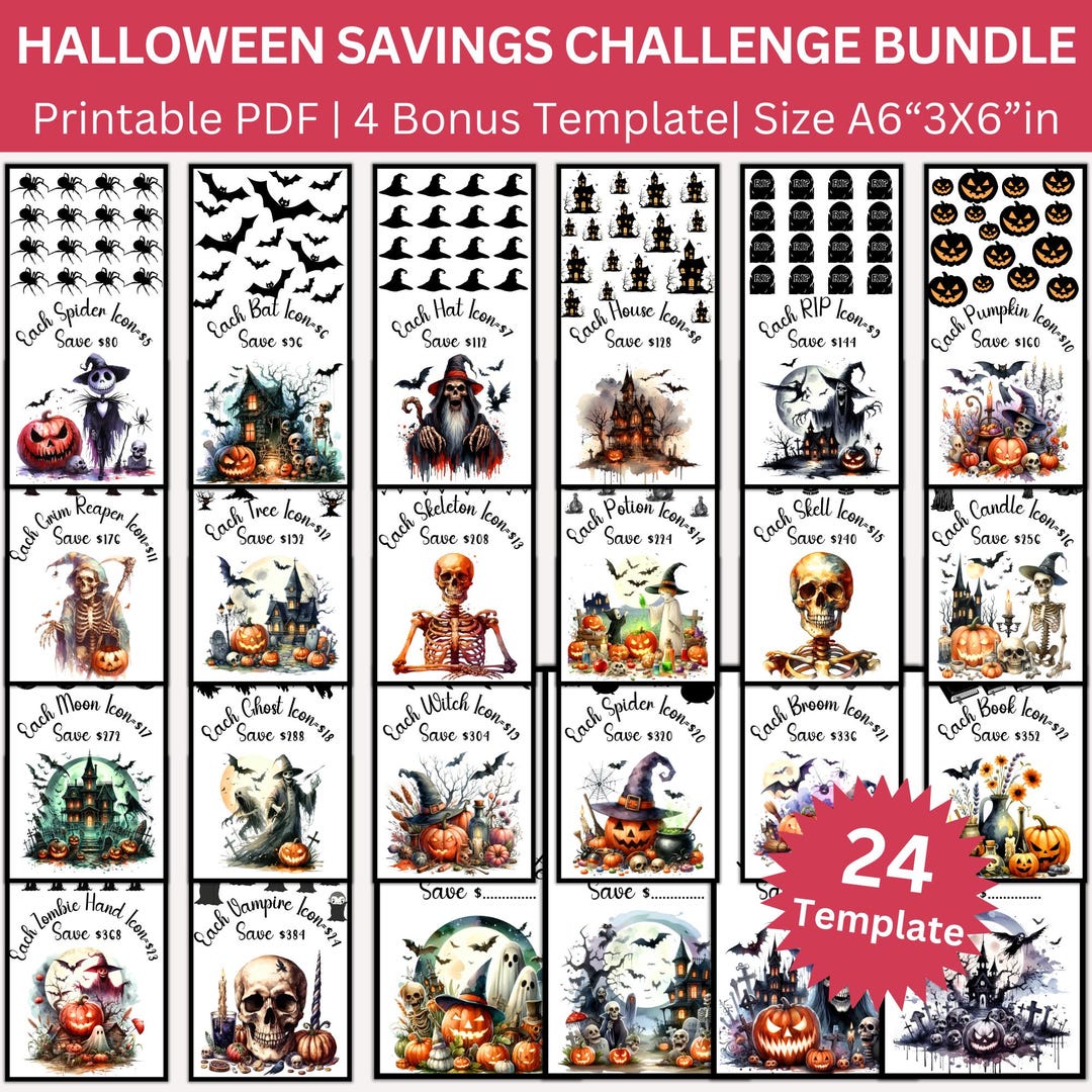 Halloween Saving Challenges Bundle, Spooky Money Saving Tracker, Fall ...