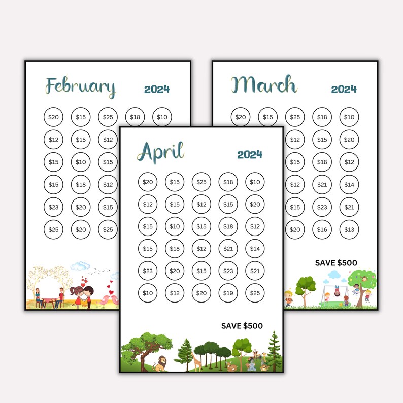 2024 Monthly Savings Challenge Printable, 12 Month Saving Tracker ...