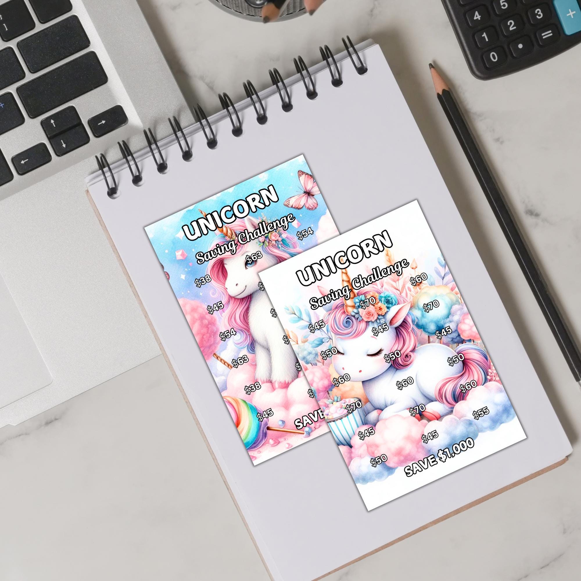 Mini Cute Unicorn Savings Challenge Printable Bundle, A6 Low Income ...