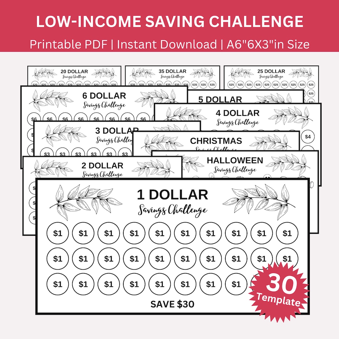 Low Income Saving Challenge Printable, Mini Saving Challenge, Money ...