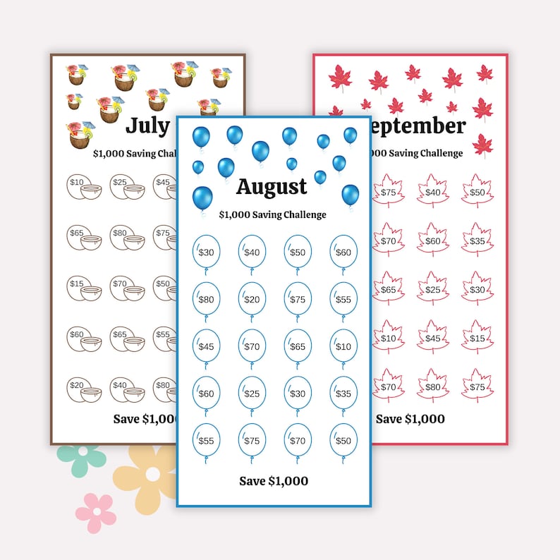 Monthly Savings Challenge Printable & Envelope Cash Tracker, 12 Month ...
