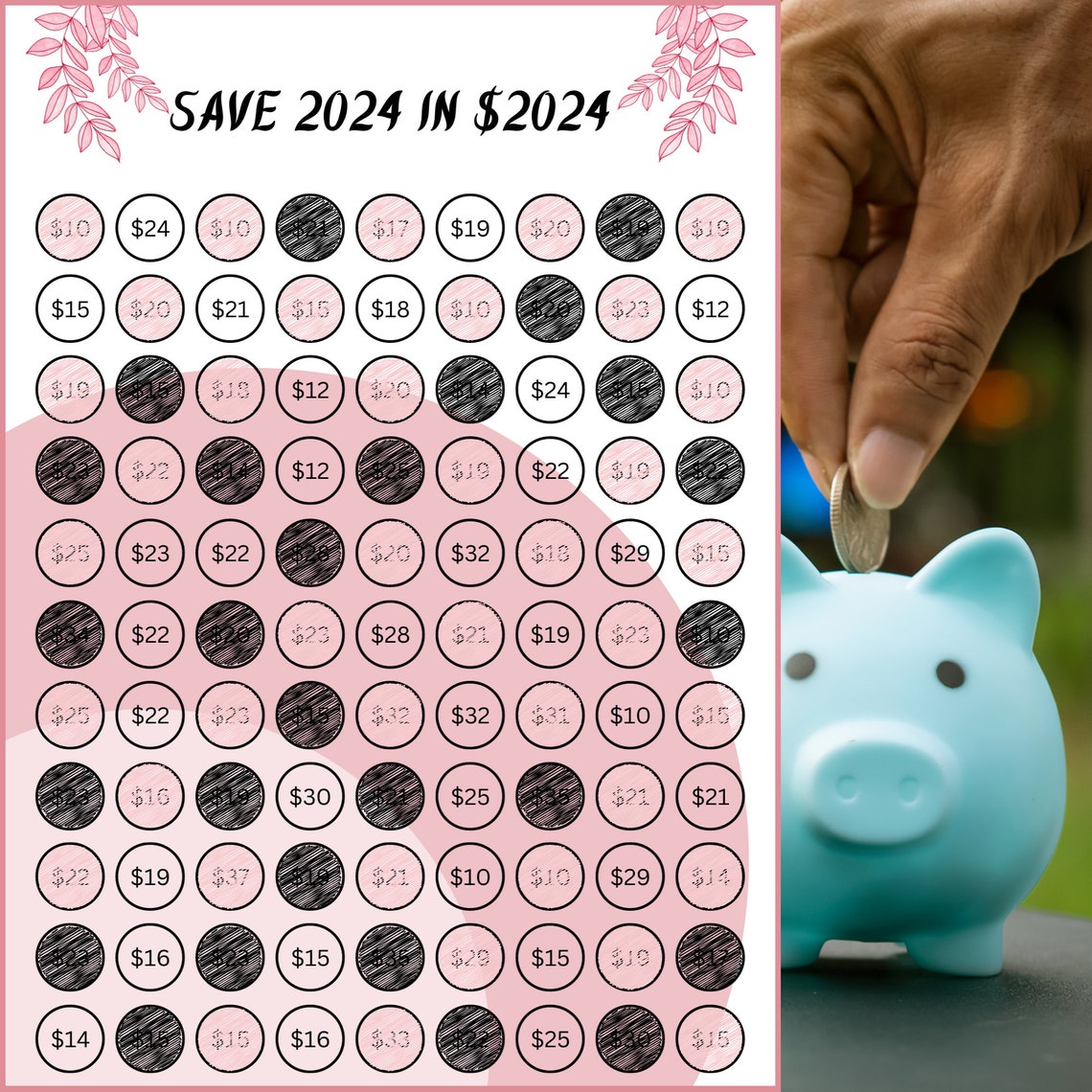 2024 Saving Challenge Printable, Save 2024 in 2024, 2024 Money Saving Tracker , A4 Size Savings ...