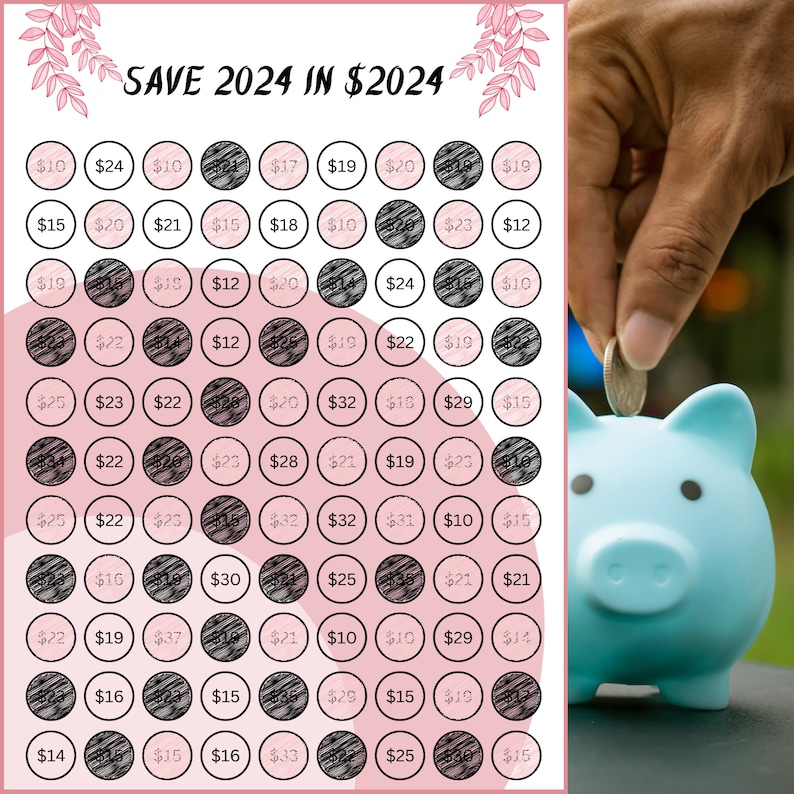 2024 Saving Challenge Printable, Save 2024 in 2024, 2024 Money Saving ...
