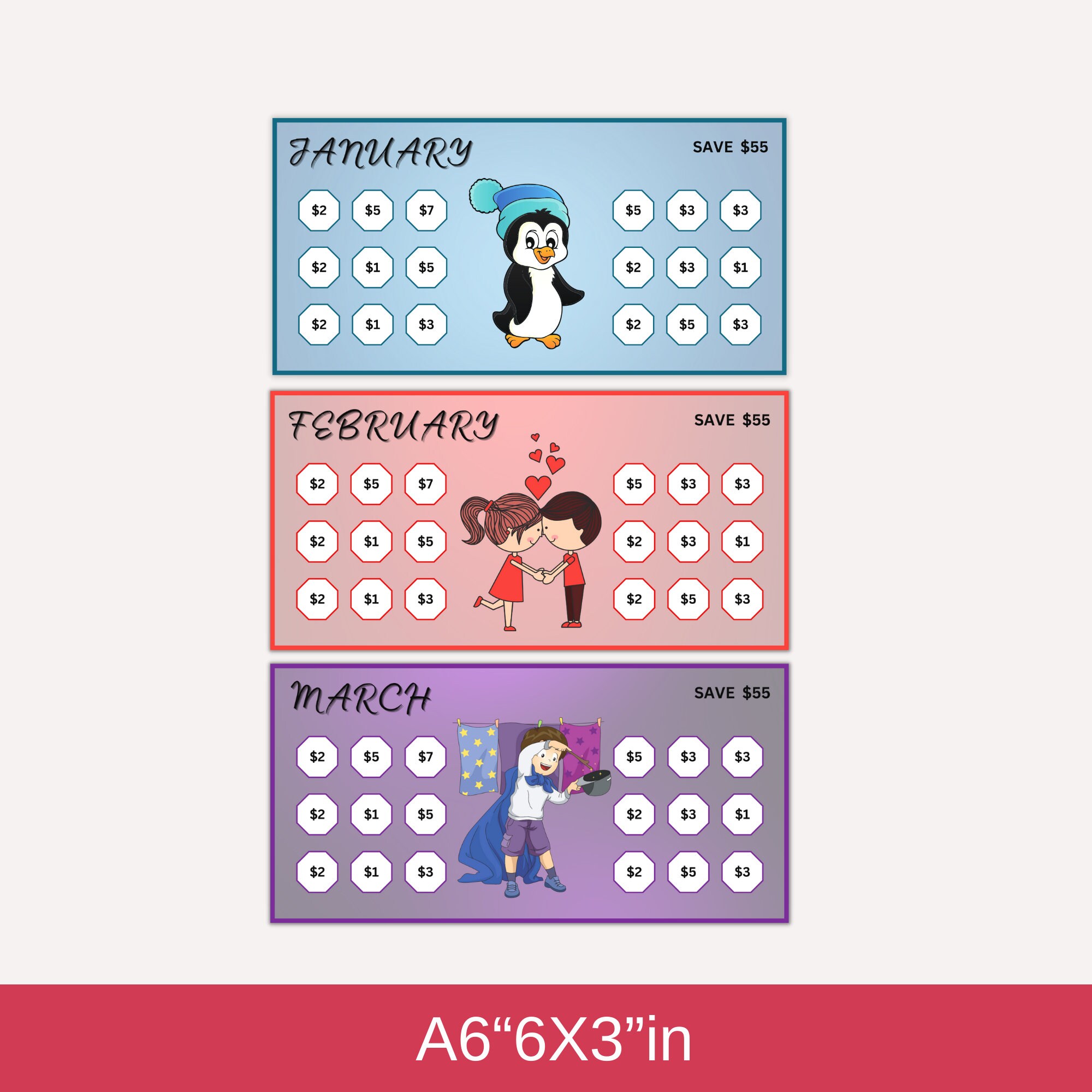 Monthly Saving Challenge Printable, 12 Month Saving Tracker Bundle ...