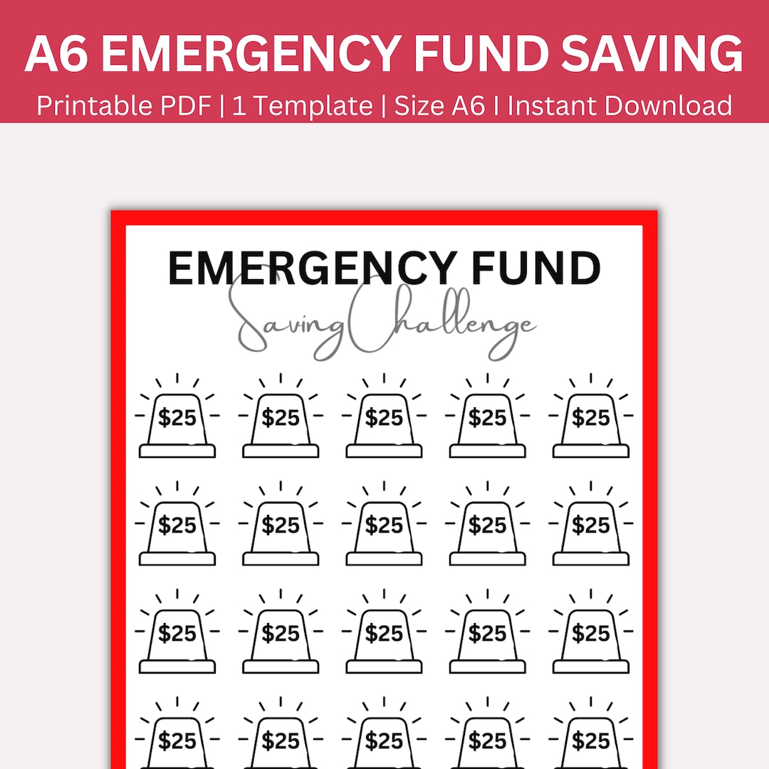 Emergency Fund Savings Challenge Printable, Emergency Saving Challenges ...