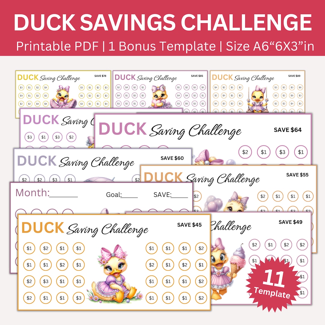 Mini A6 Duck Savings Challenge Printable, Get Your Ducks Saving ...