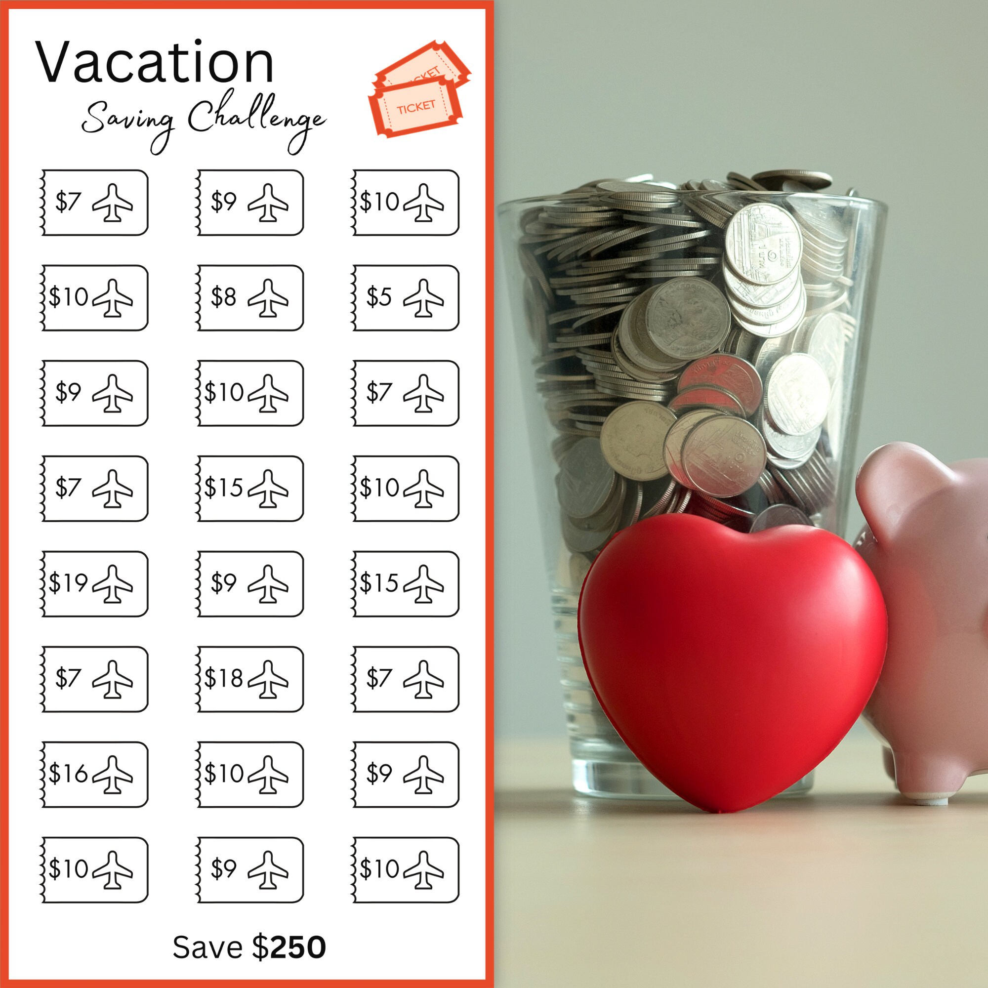 Vacation Savings Challenge, Family Vacation Saving Printable, Envelope ...