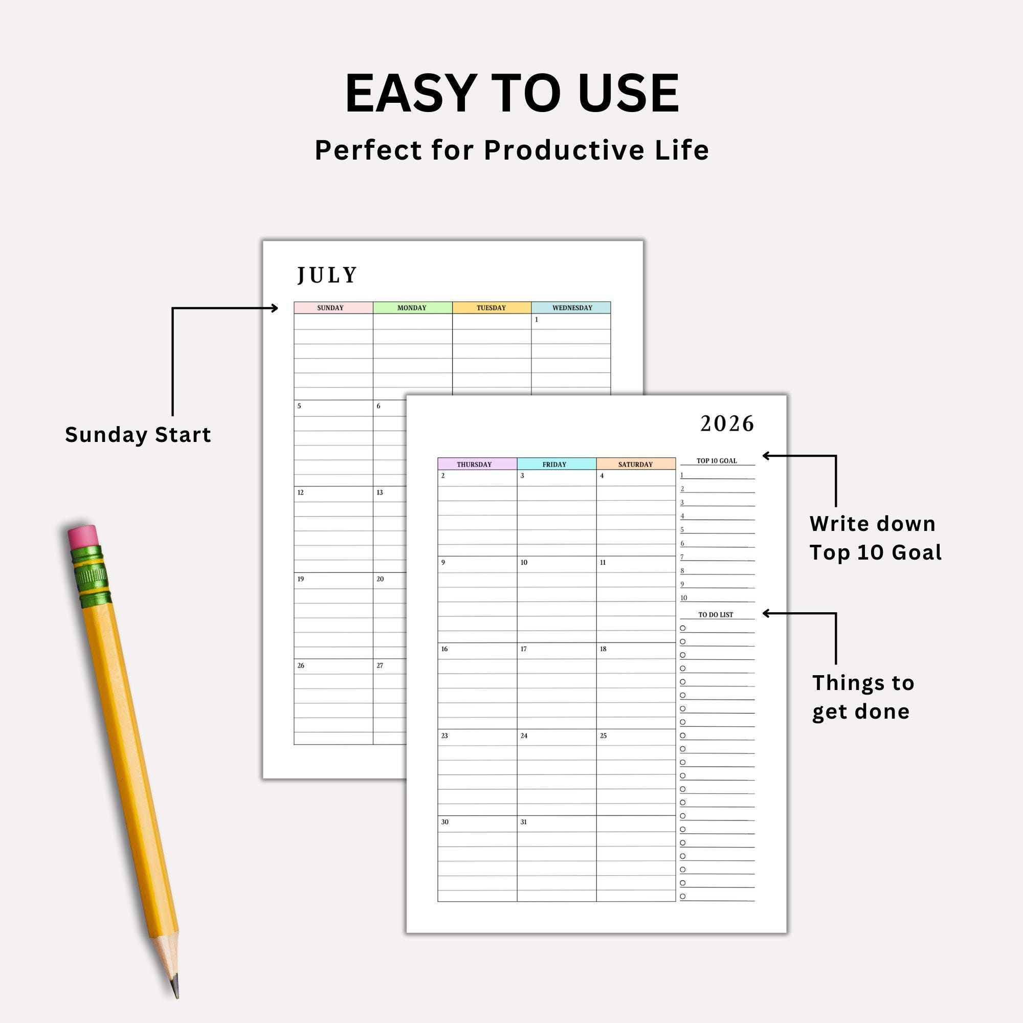 2025, 2026 Monthly Lined Calendar Printable, Dated Month on 2 Pages ...