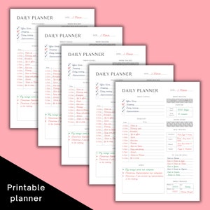 ADHD Daily Planner Printable: Time Blocking, Meal Tracker (digital ...