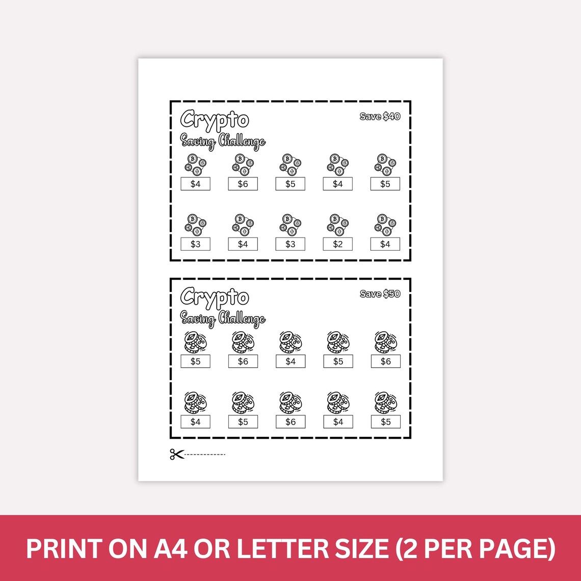 Crypto Savings Challenge Printable Bundle, Crypto Currency Saving ...
