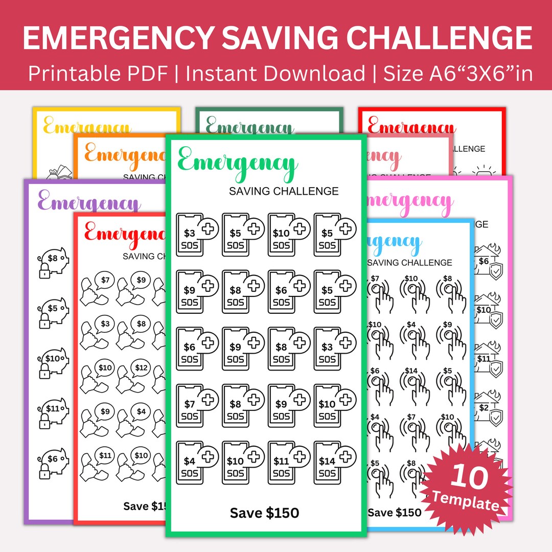 Emergency Fund Savings Challenge Printable, Emergency Funds Saving ...