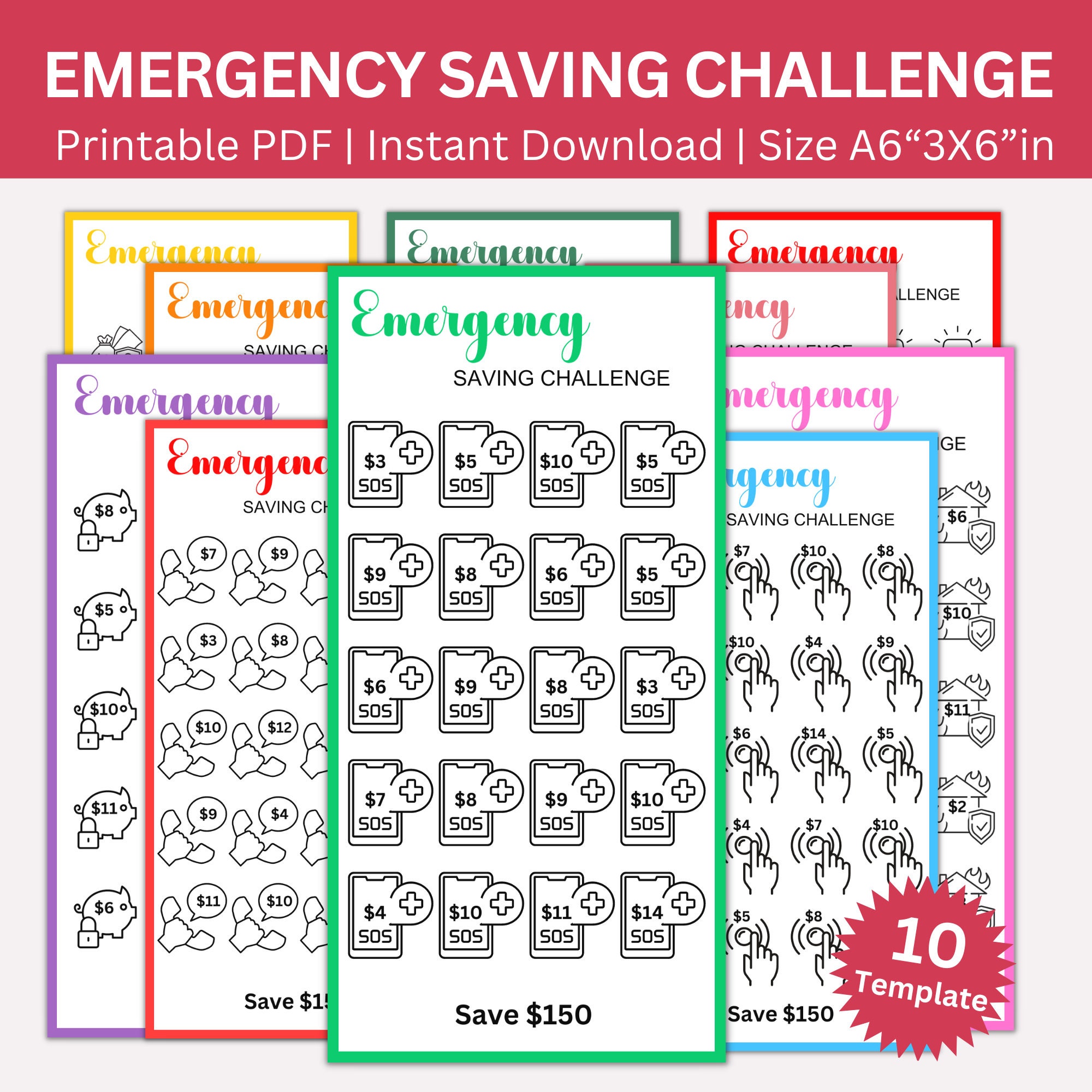 Emergency Fund Savings Challenge Printable, Emergency Funds Saving ...
