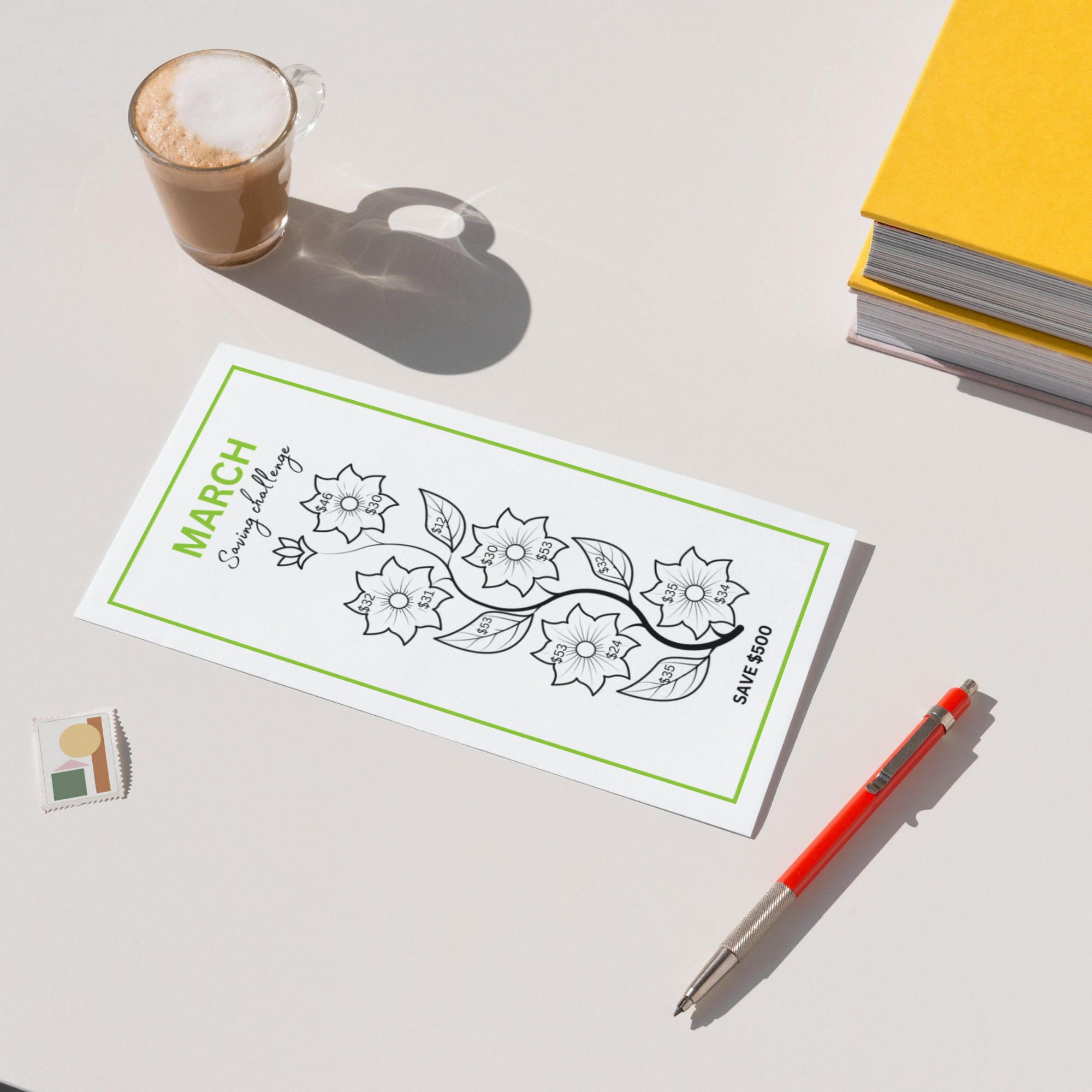 Maga Floral Coloring Savings Challenge Printable Bundle, Flower Saving ...