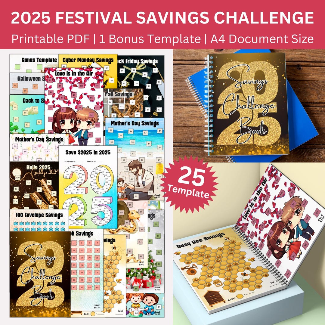 Save 2025 in 2025, 2025 Festival Savings Challenge Printable, 2025 ...