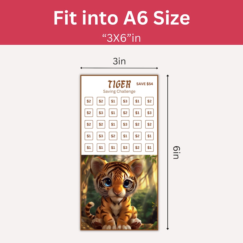 Tiger Savings Challenge Printable Bundle, Animal Saving Challenges ...