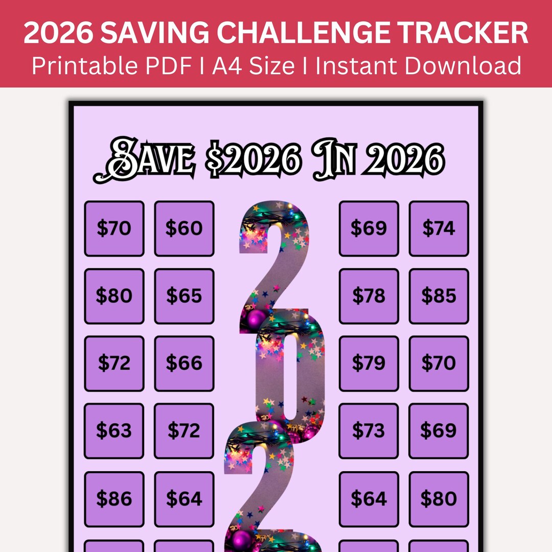 Save 2026 in 2026 Tracker, Printable Savings Chart, A4 Wall Print, Envelope Budget System, Money ...