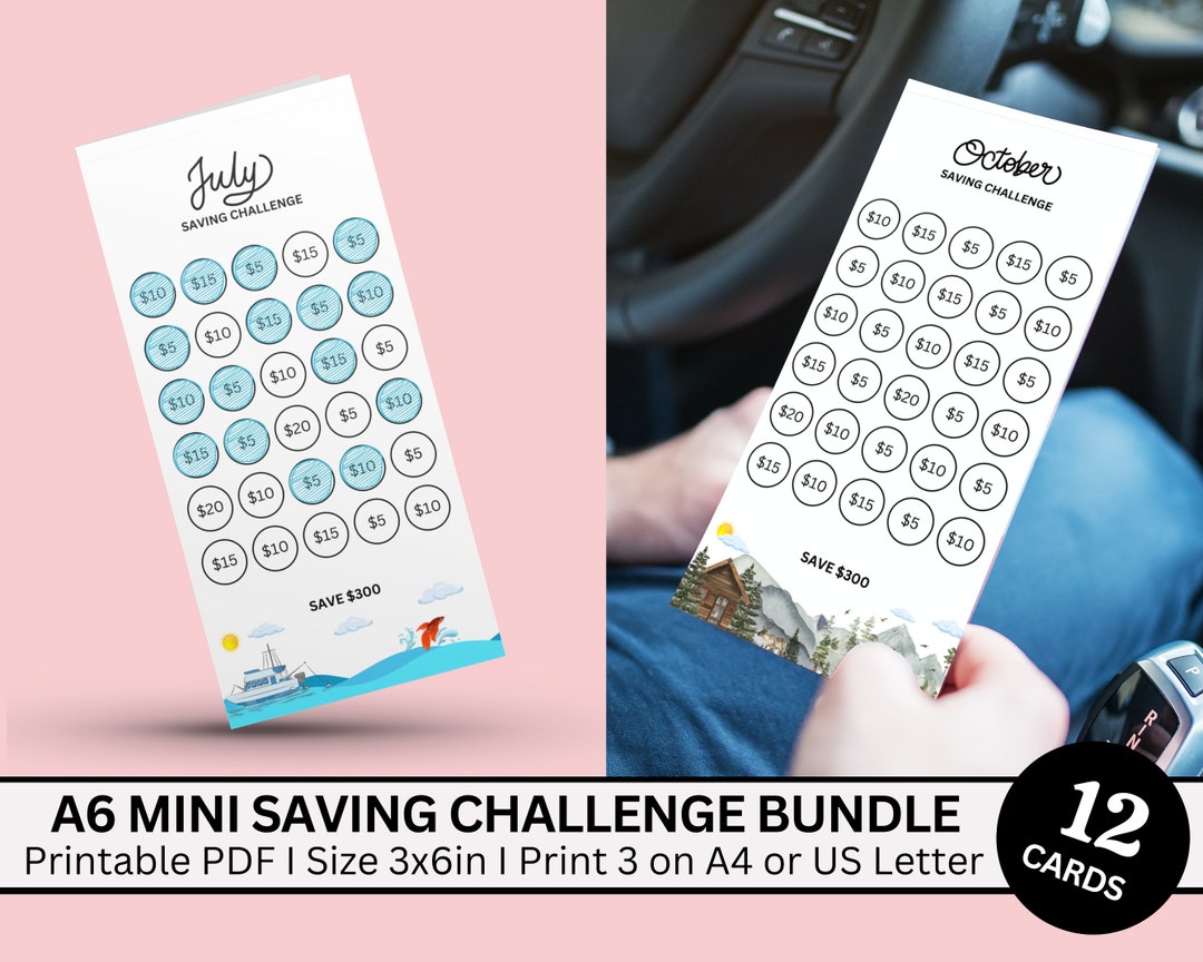 Monthly Savings Challenge Printable, 12 Month Color Savings Challenges ...