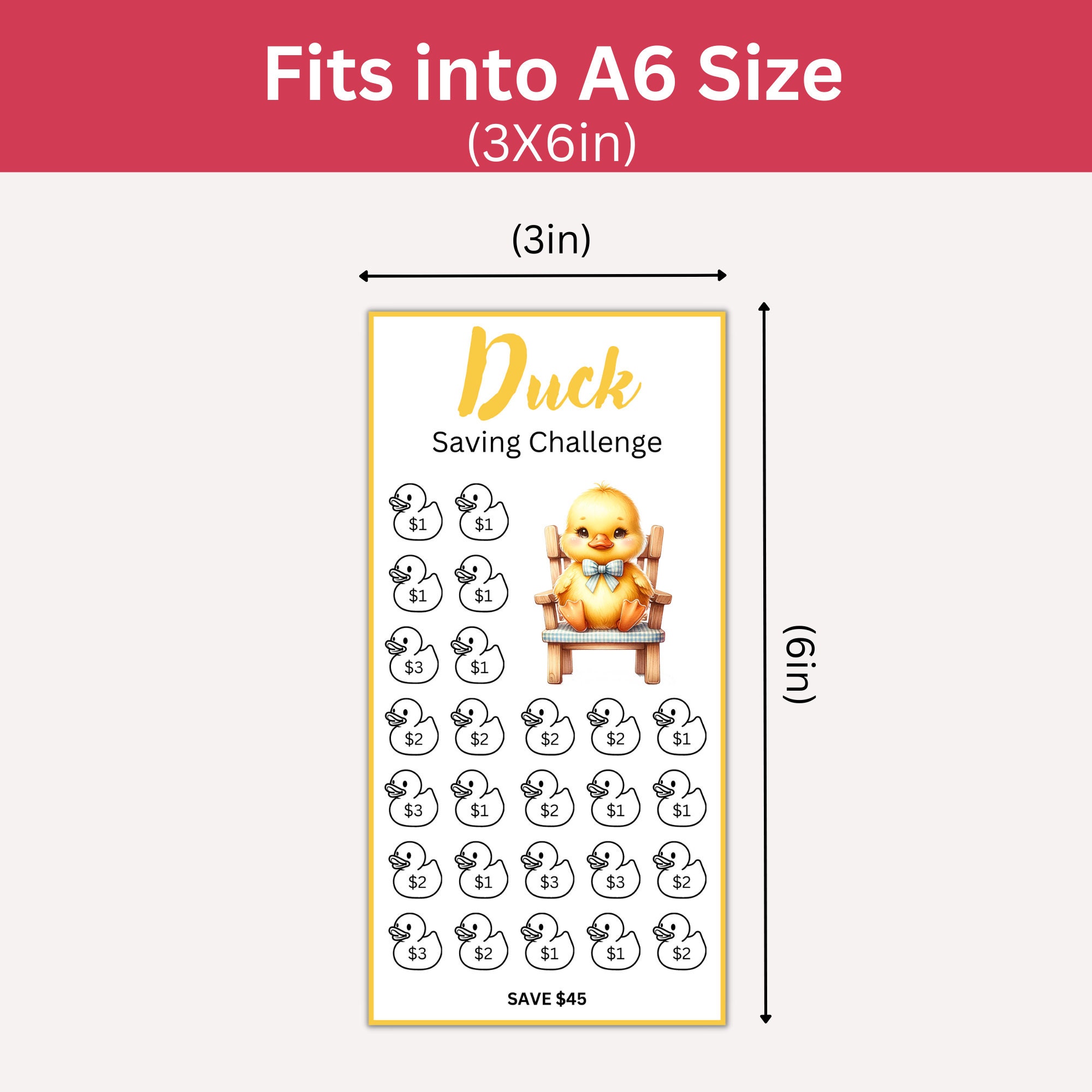 Duck Savings Challenge Printable, Mini A6 Duck Saving Challenges, Ducks ...