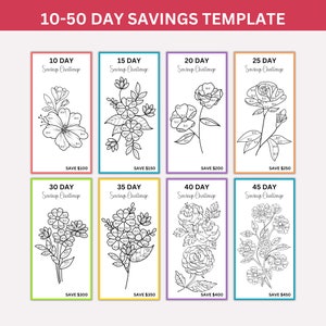 Ultimate Floral Coloring Savings Challenge Printable Bundle 40 Set, A6 ...