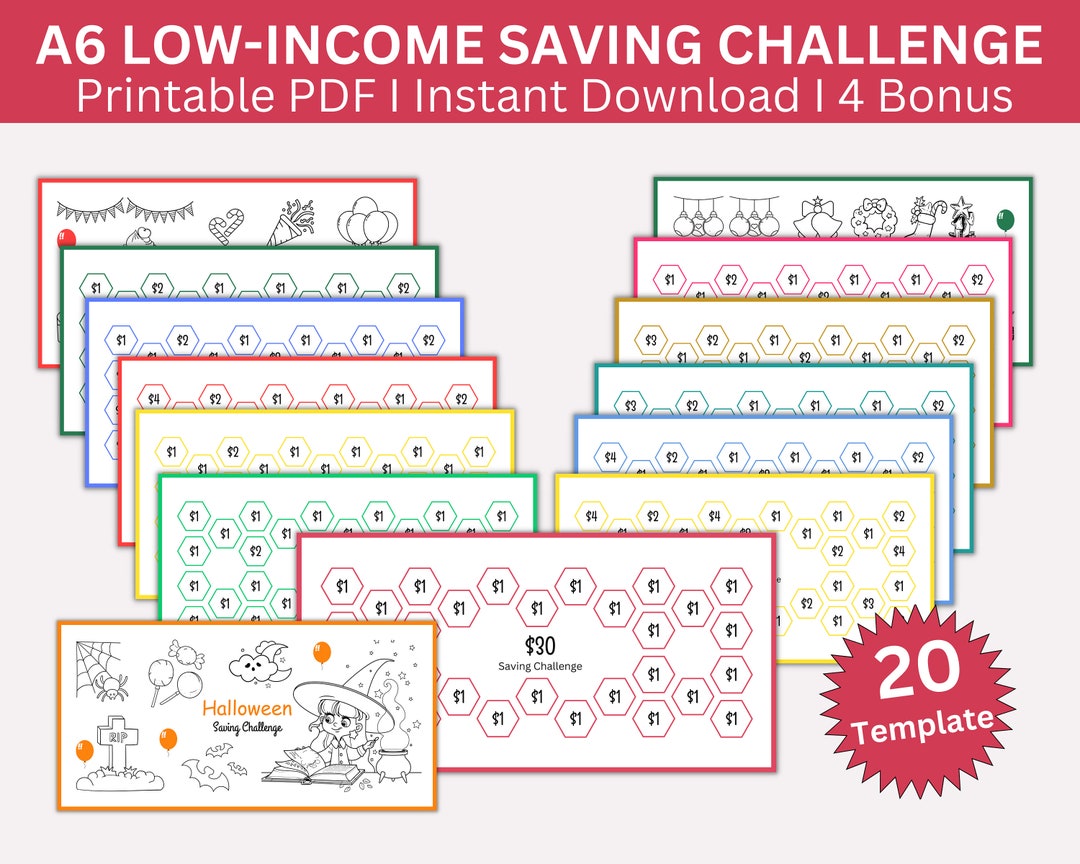 Savings Challenge Printable, Mini A6 Low Income Saving Challenge, Money ...