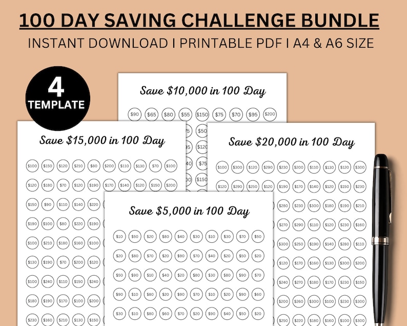 100 Envelope Saving Challenge Box Printable Template Money - Etsy